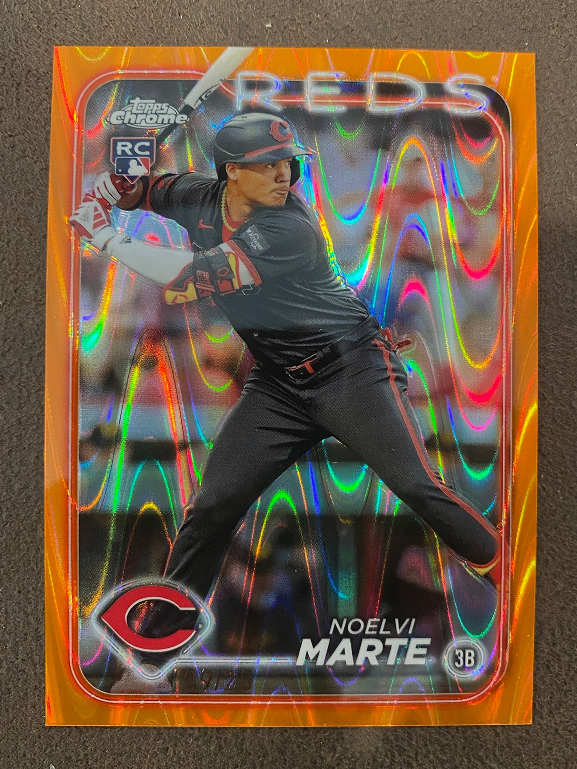 Noelvi Marte - 2024 Topps Chrome - Orange Raywave /25 (09/25) - Reds ...