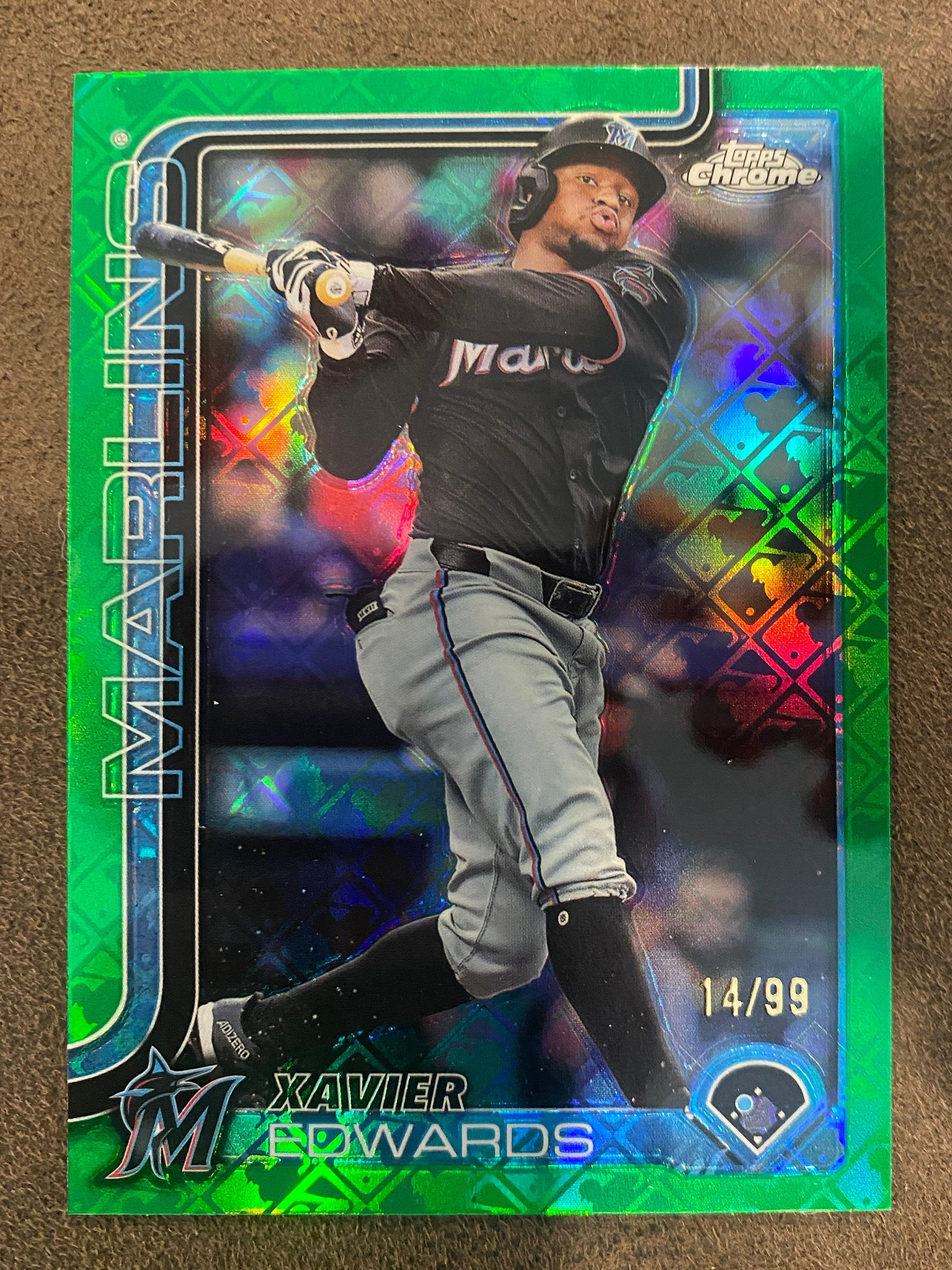 Xavier Edwards - 2025 Topps Chrome - Green Logofractor /99 - Marlins ...
