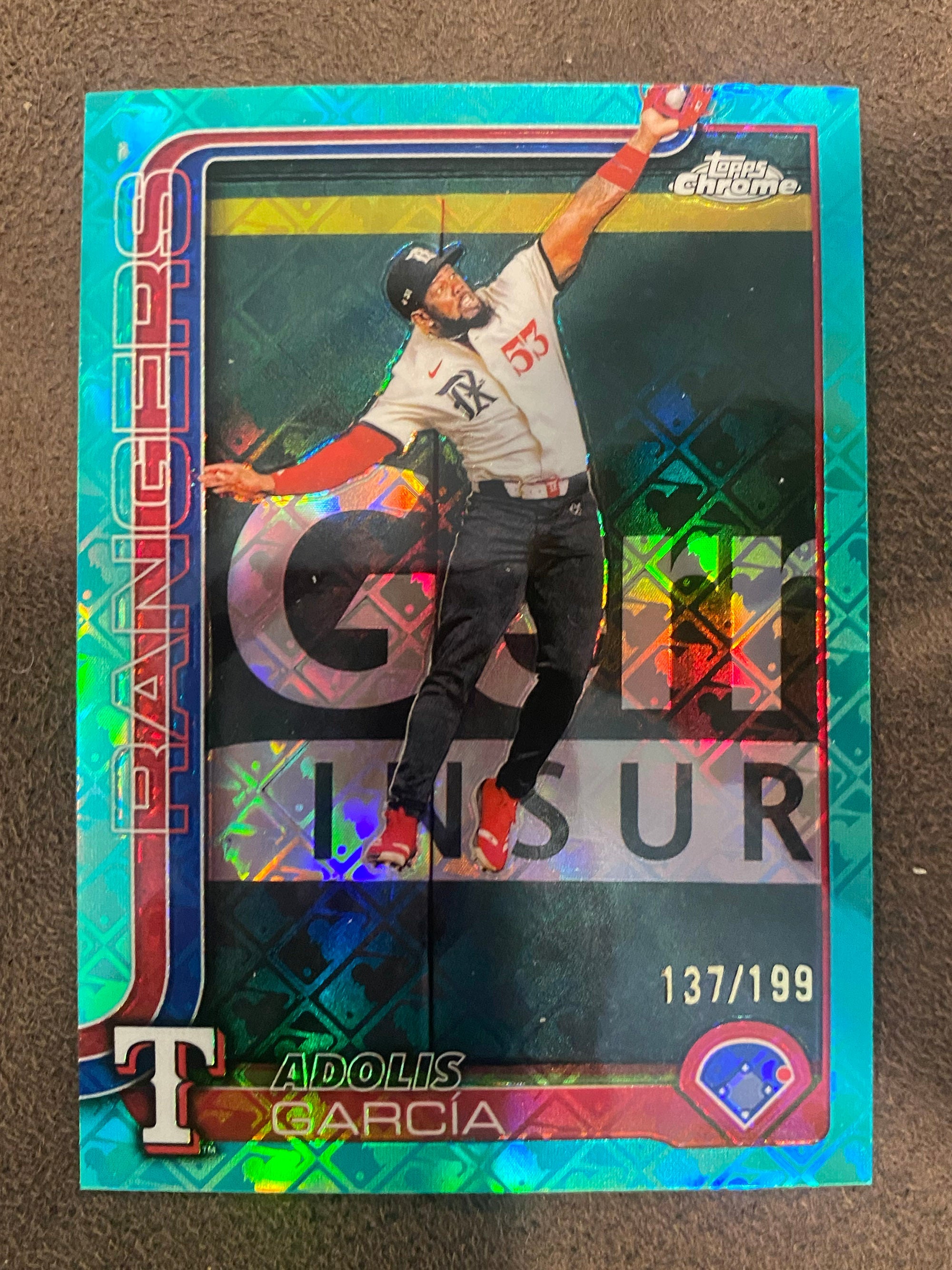 Adolis Garcia - 2025 Topps Chrome - Aqua Logofractor /199 - Rangers ...